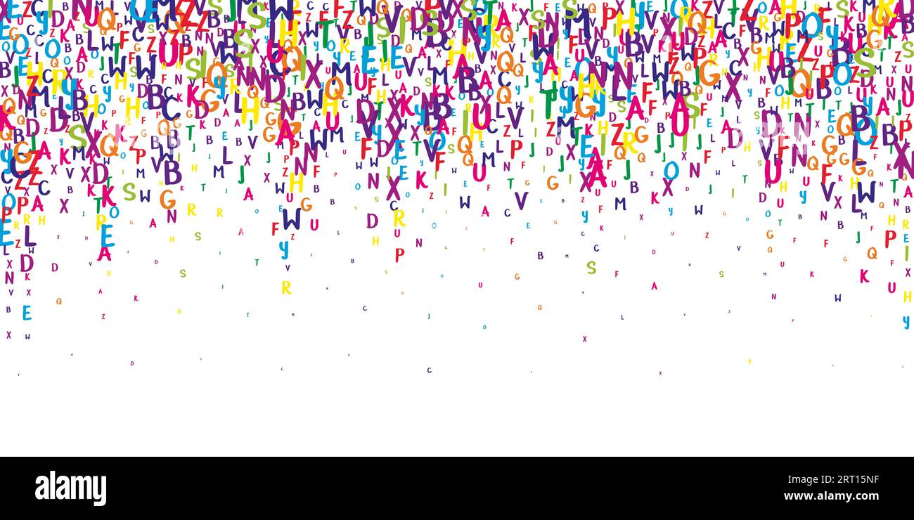 Scattered letters of latin alphabet. Colorful childish floating ...