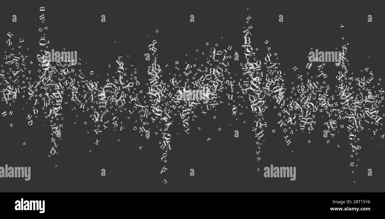 Concept of school background. White chalk falling letters of English ...