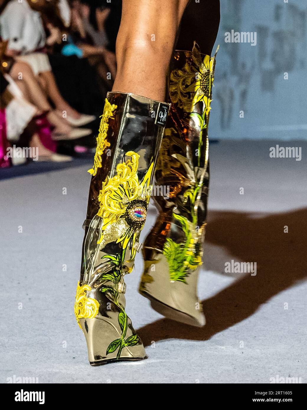 New York, USA. 09th Sep, 2023. A model walks the runway at the Pia ...