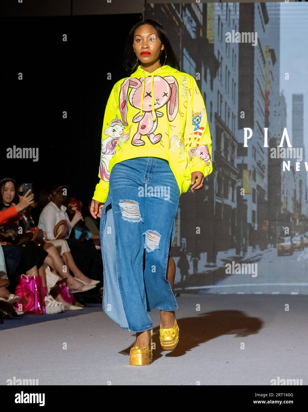 New York, USA. 09th Sep, 2023. A model walks the runway at the Pia ...