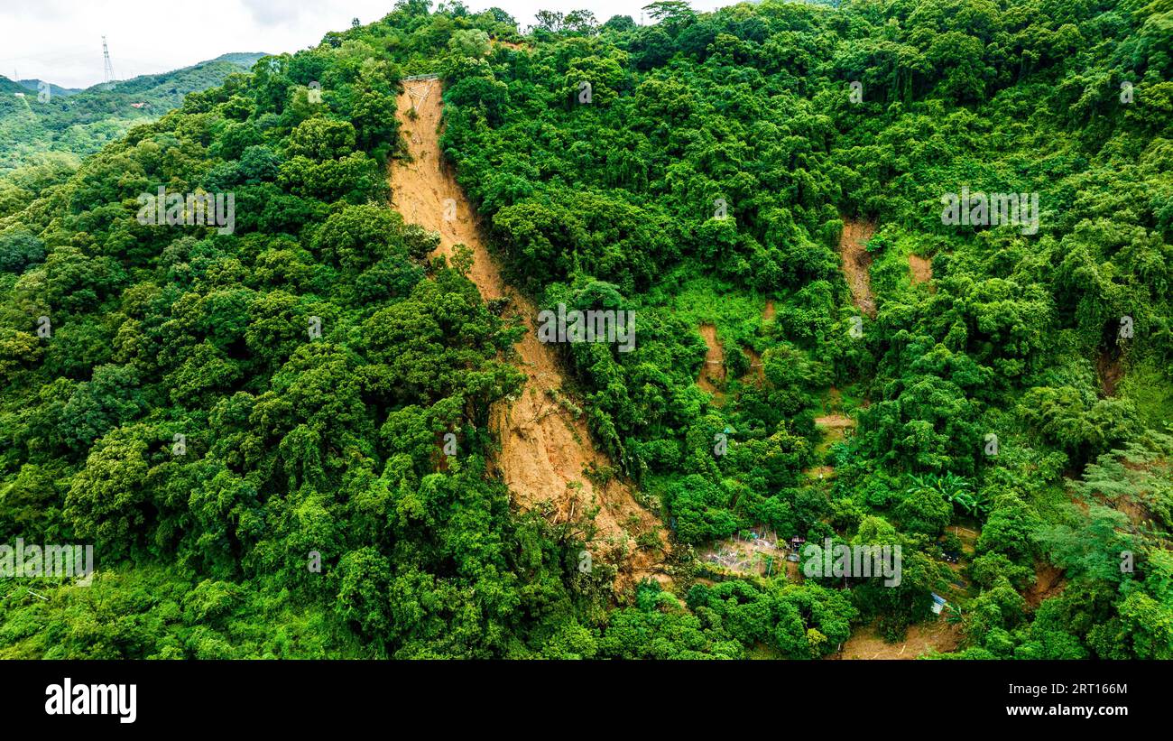 SHENZHEN, CHINA - SEPTEMBER 10, 2023 - An aerial photo shows a mudslide ...