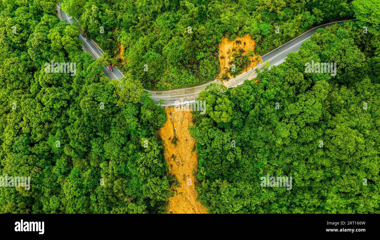 SHENZHEN, CHINA - SEPTEMBER 10, 2023 - An aerial photo shows a mudslide ...