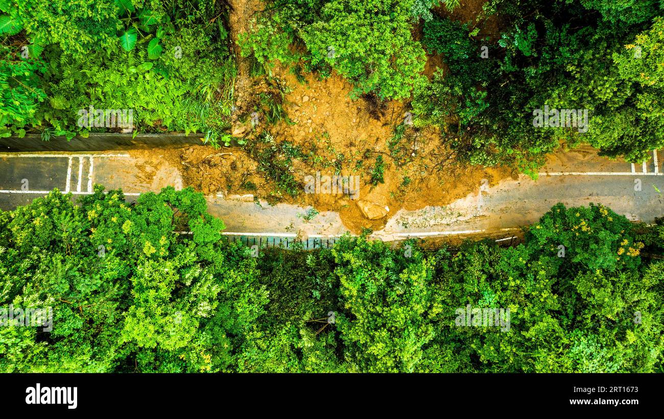 SHENZHEN, CHINA - SEPTEMBER 10, 2023 - An aerial photo shows a mudslide ...