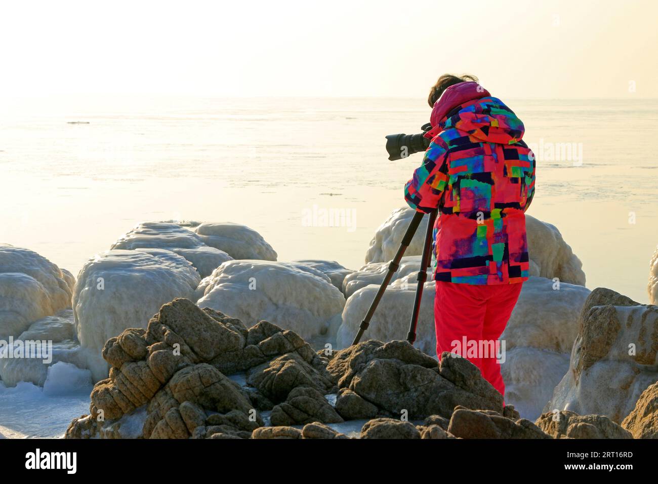 photographers shooting seaside scenery, beidaihe, China Stock Photo - Alamy
