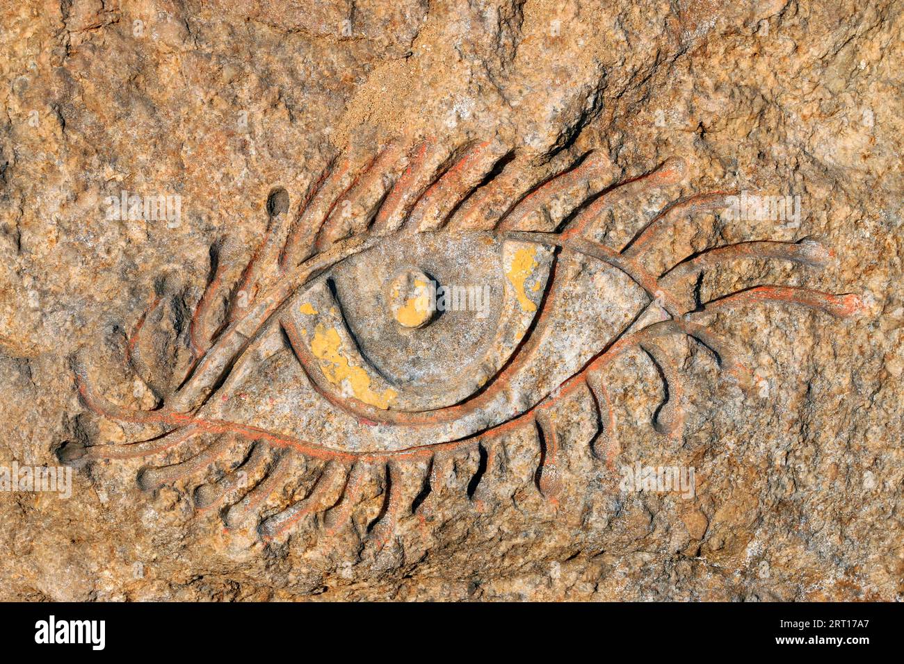 eye pattern carved on the rock Stock Photo - Alamy