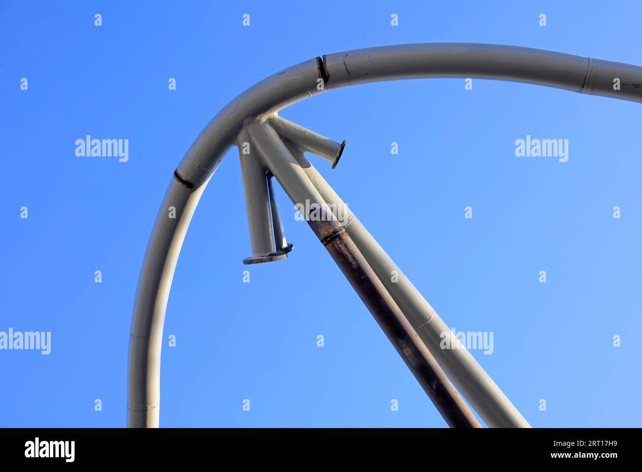 Arc steel tube landscape architecture in a construction site Stock ...