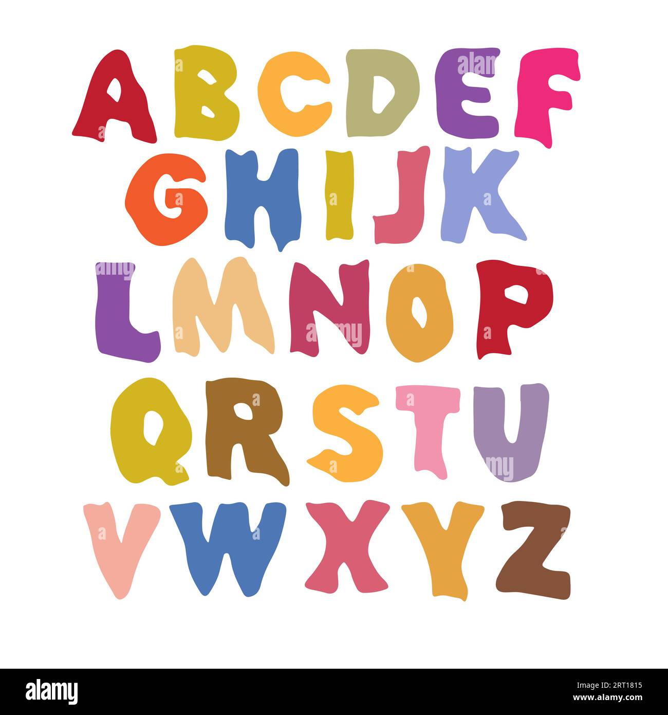 Hand drawn doodle style alphabet. Warp colourful letters Stock Vector ...