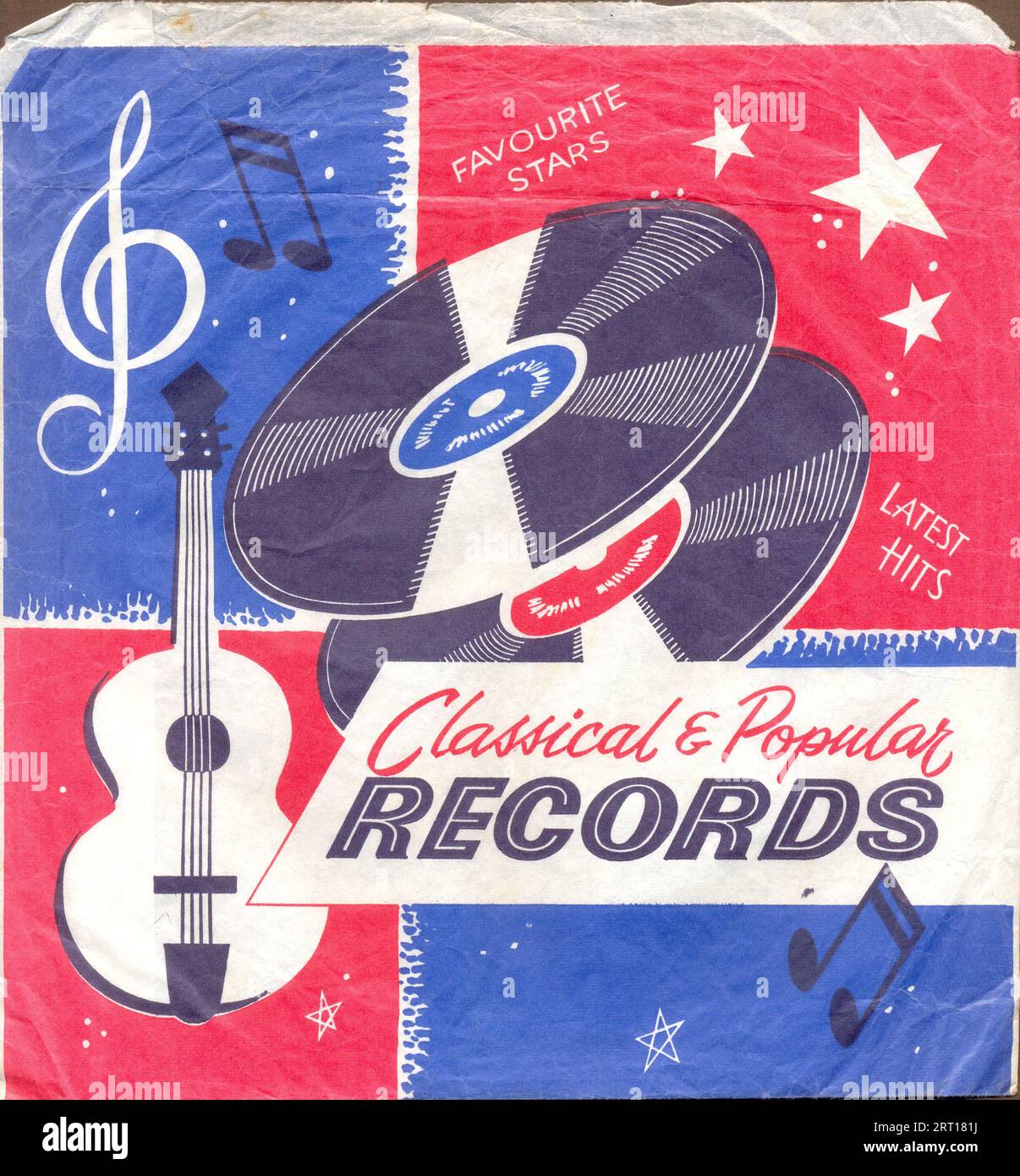 Paper bag advertising Classical & Popular Records 1950s Stock Photo - Alamy