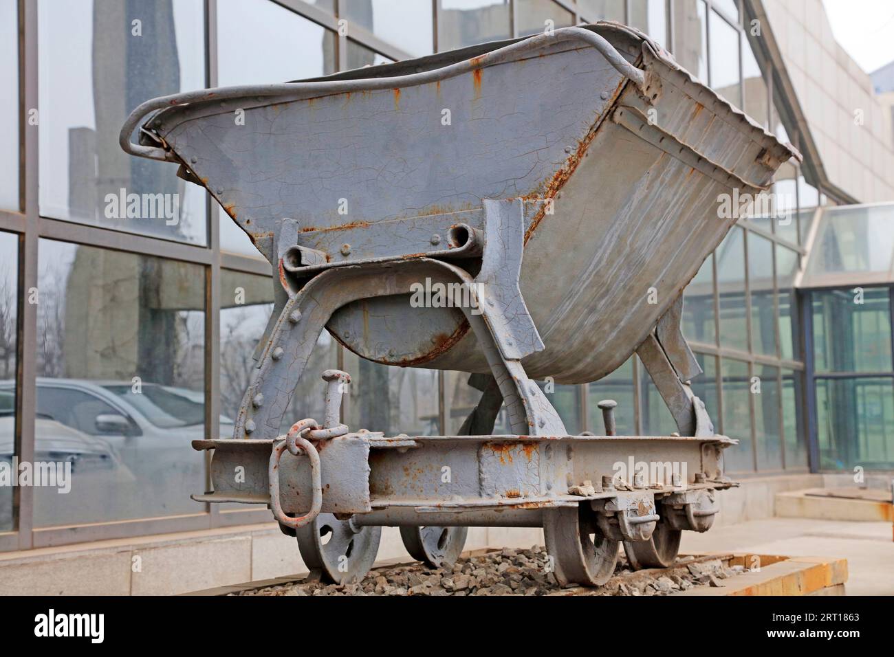 Gray iron and steel hopper, closeup of photo Stock Photo - Alamy
