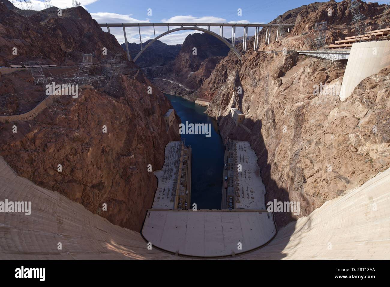 Engineering Marvel: Hoover Dam's Arch-Gravity Grandeur Stock Photo - Alamy