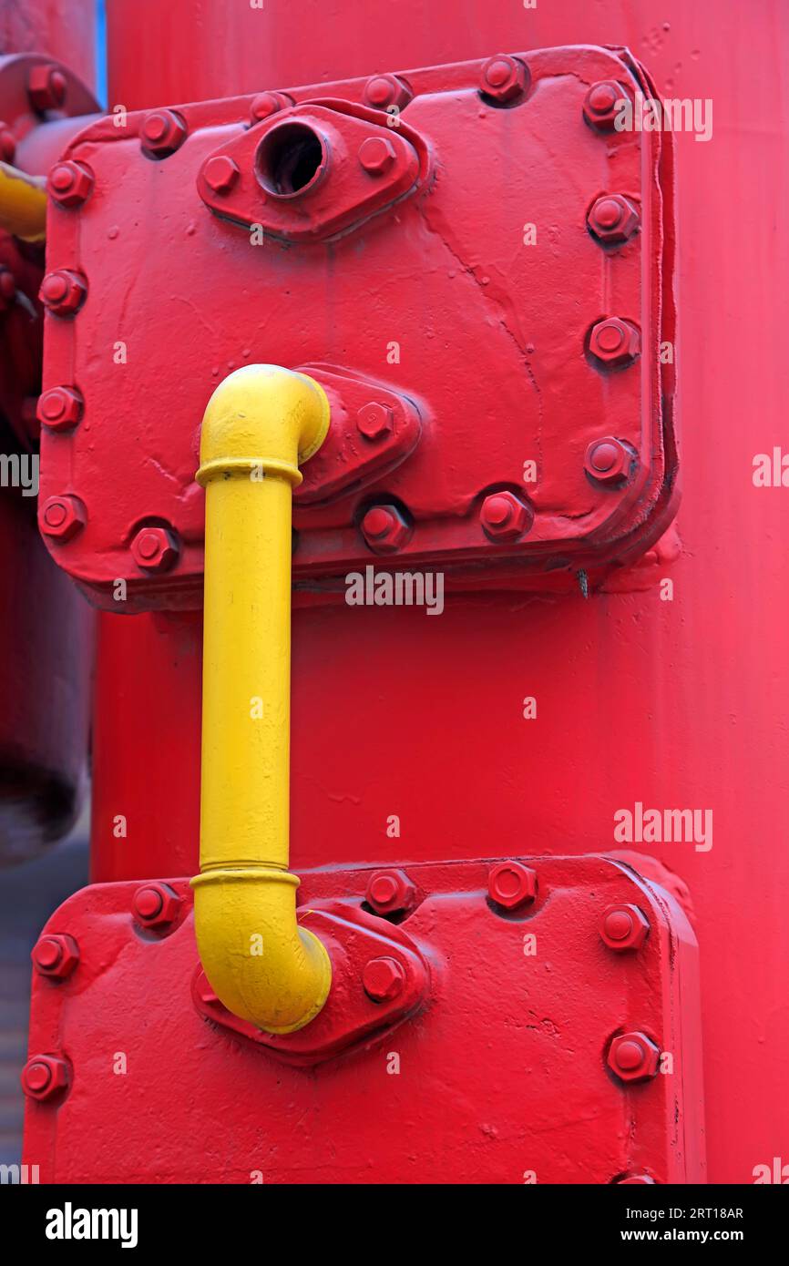 Mechanical equipment and yellow line, closeup of photo Stock Photo - Alamy