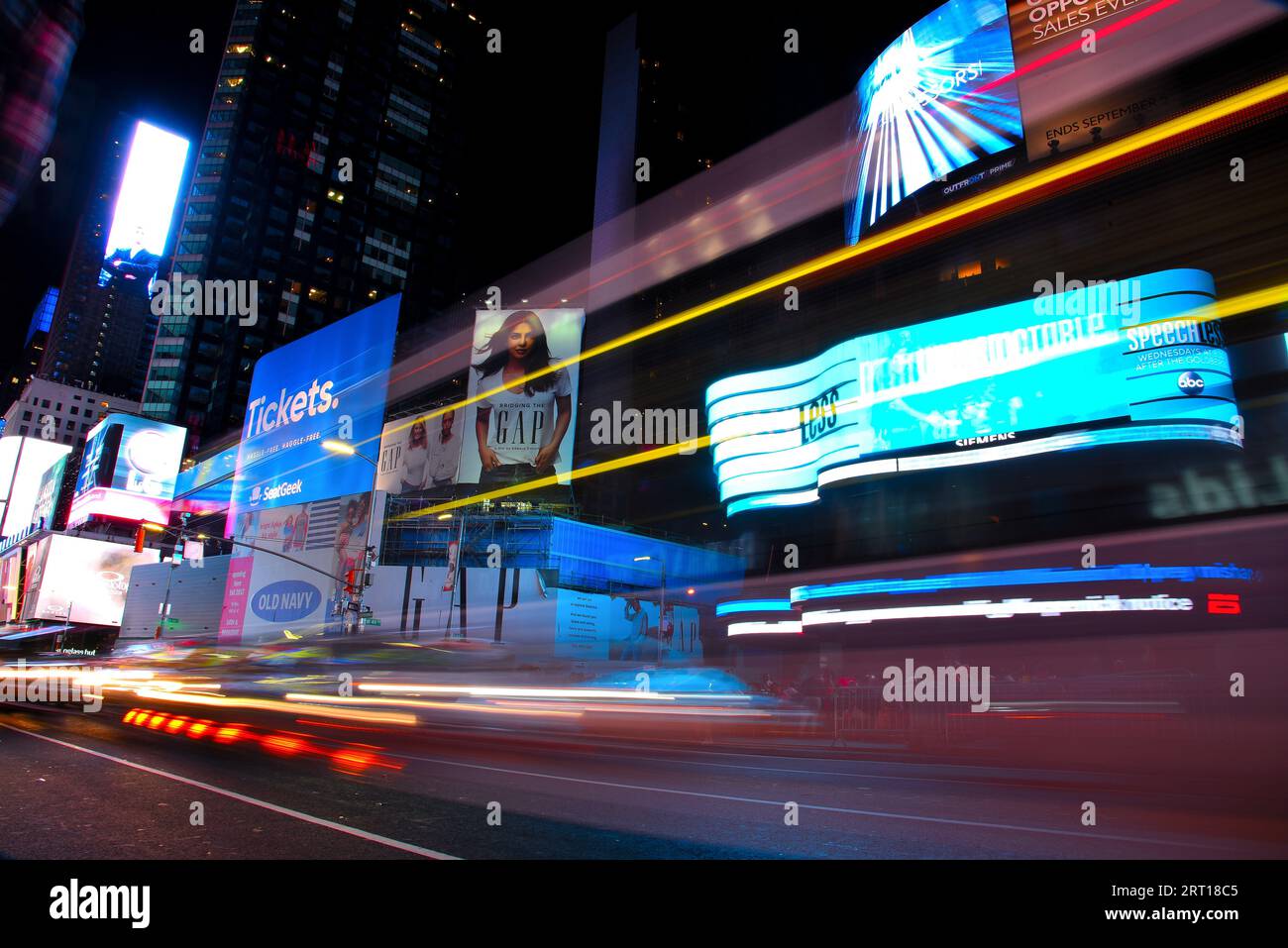 Light Trails at Times Square - Manhattan, New York City Stock Photo - Alamy