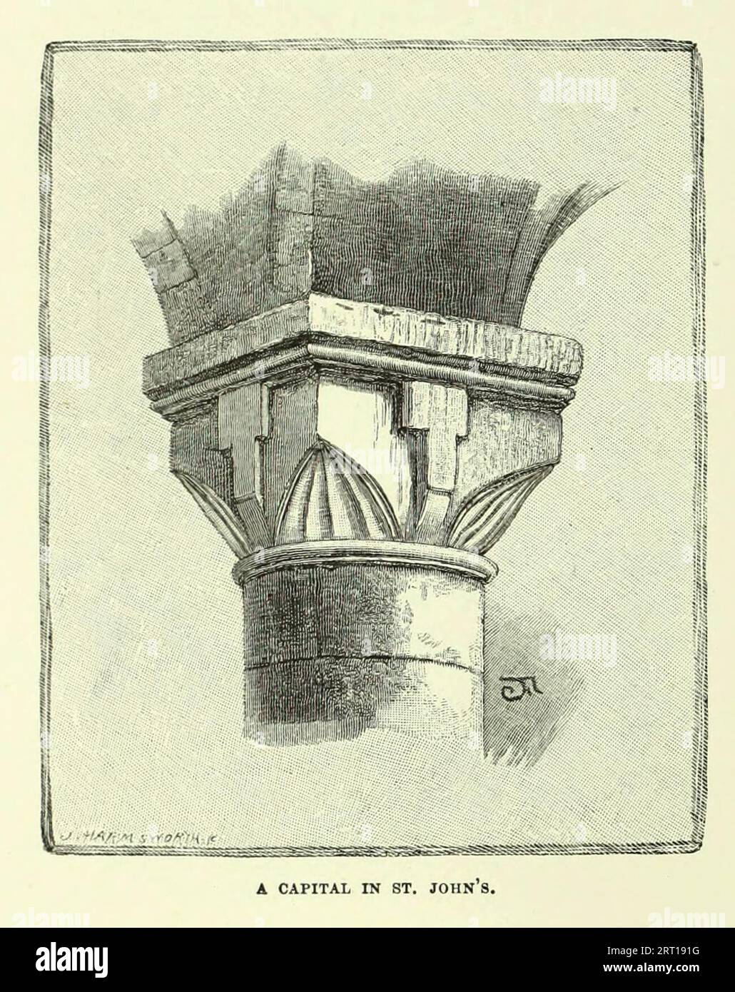 A Capital in ST. JOHN chapel in The Tower, London from the book ...