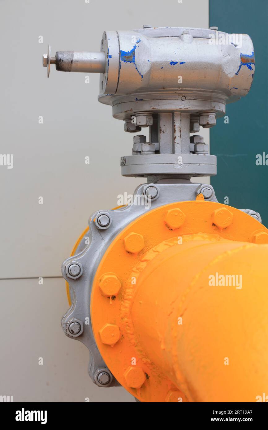 Gas pipeline valves and fittings, closeup of photo Stock Photo - Alamy