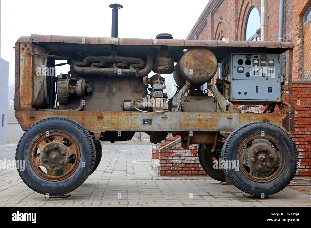 oxidation rust portable generator, closeup of photo Stock Photo - Alamy