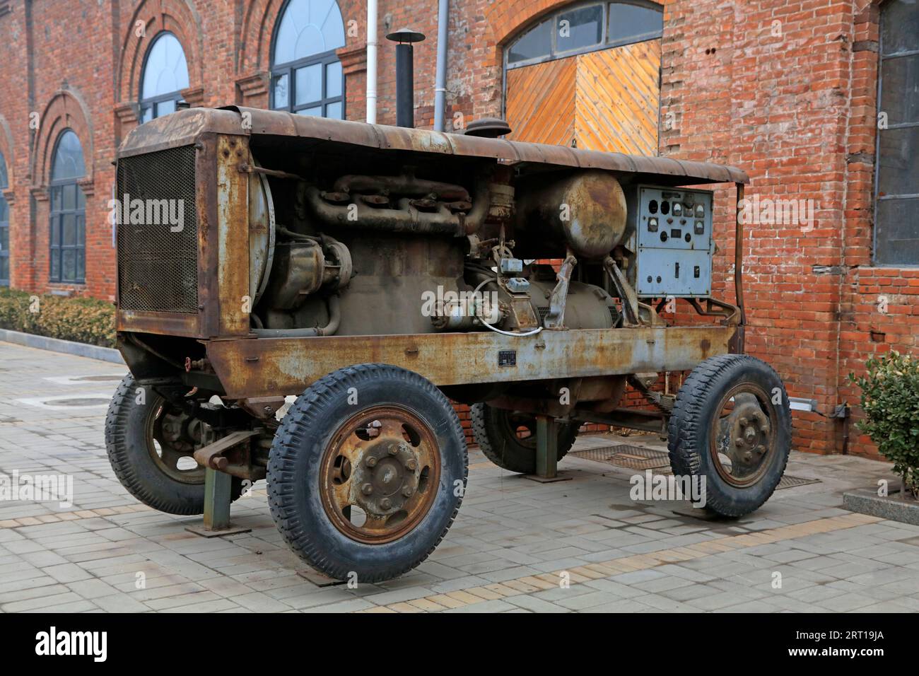 oxidation rust portable generator, closeup of photo Stock Photo - Alamy