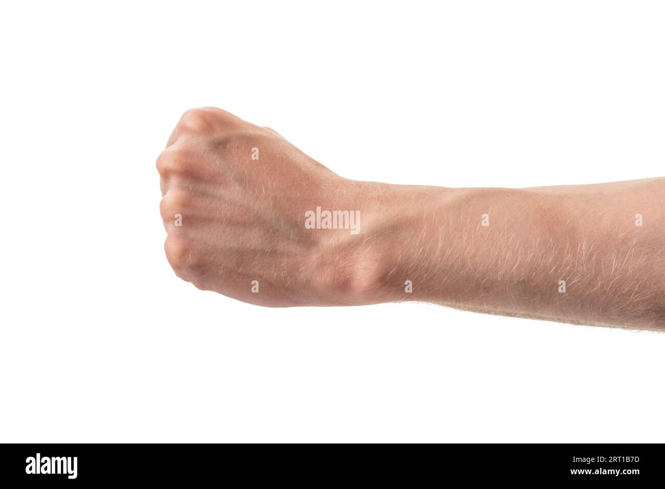 Man hand show fist isolated on white background Stock Photo - Alamy
