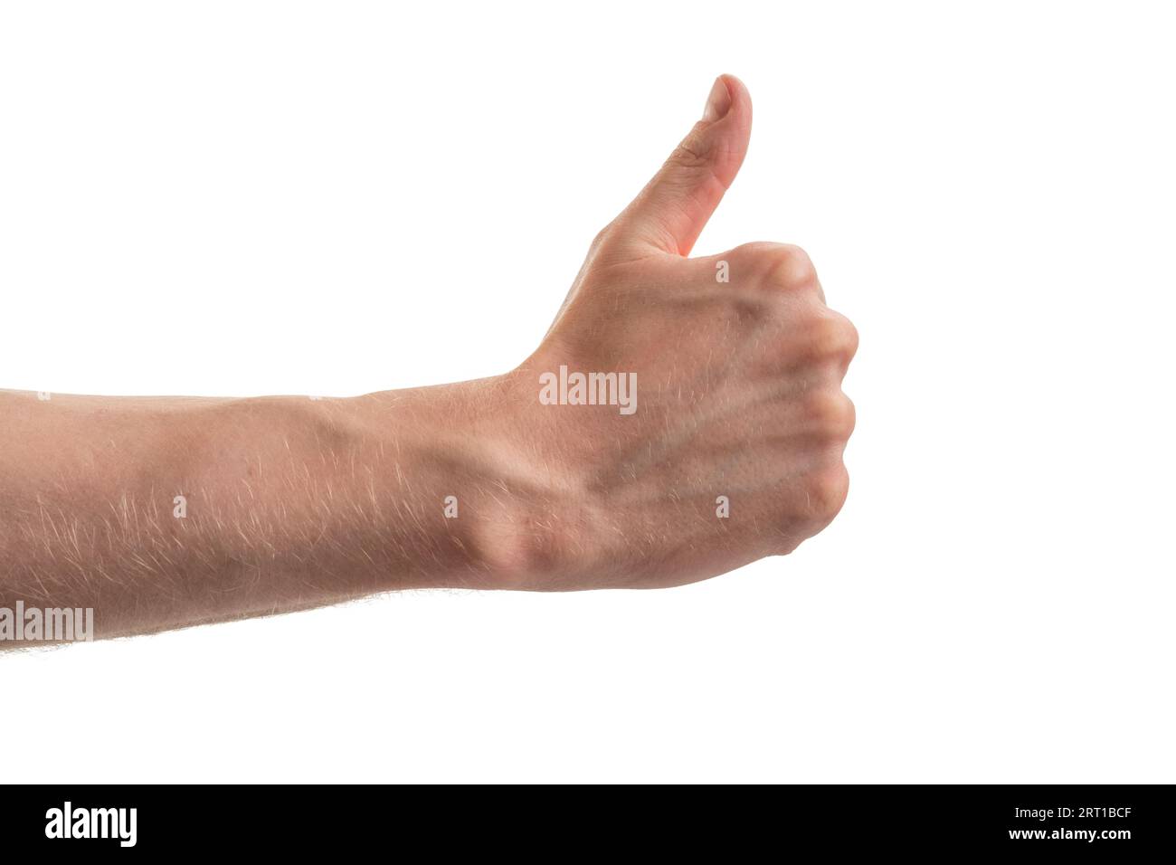Man hand right hand thumb up isolated on white background Stock Photo ...