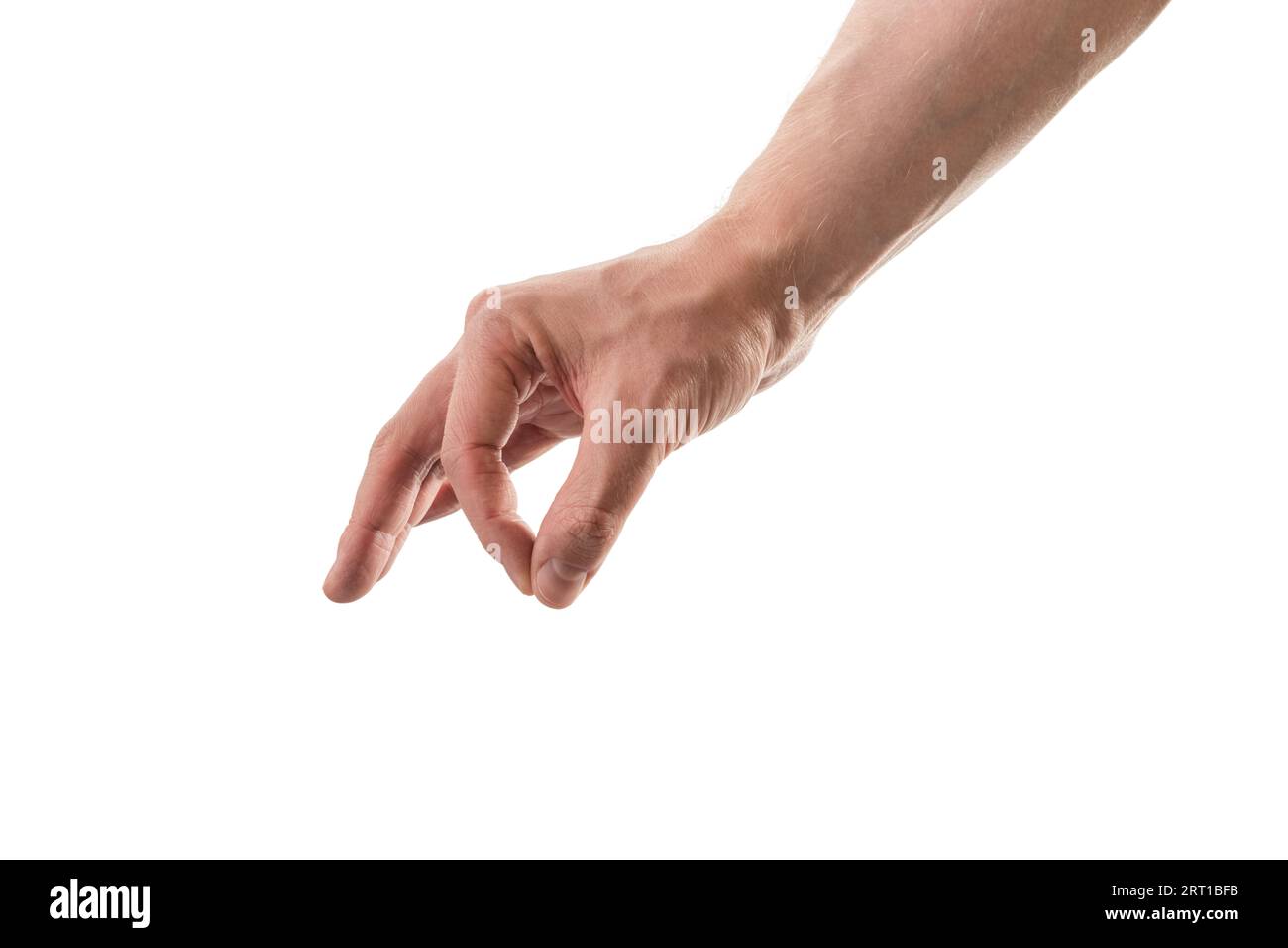 Man hand pick something with fingers isolated on white background Stock ...