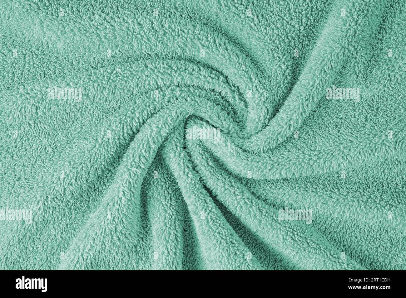 Terry cloth, turquoise towel texture background. Wrinkled and crumped ...