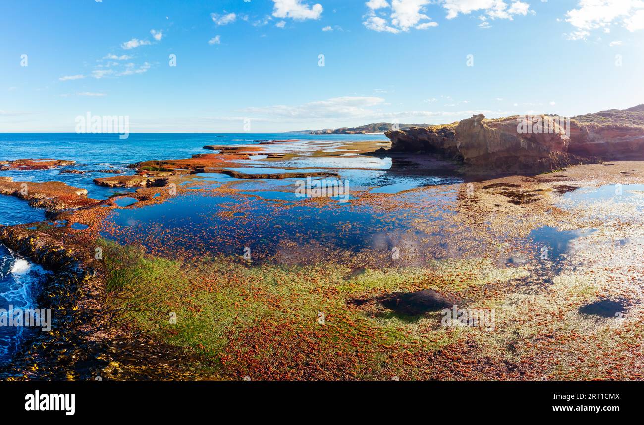 The lesser known Monforts Beach and its rockpool formations on a sunny ...