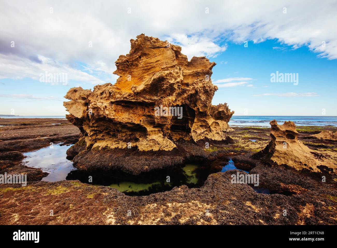 The lesser known Monforts Beach and its rockpool formations on a sunny ...