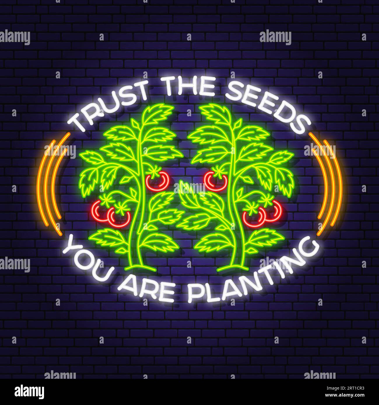 Trust the seeds you are planting garden neon emblem, label, badge, logo ...