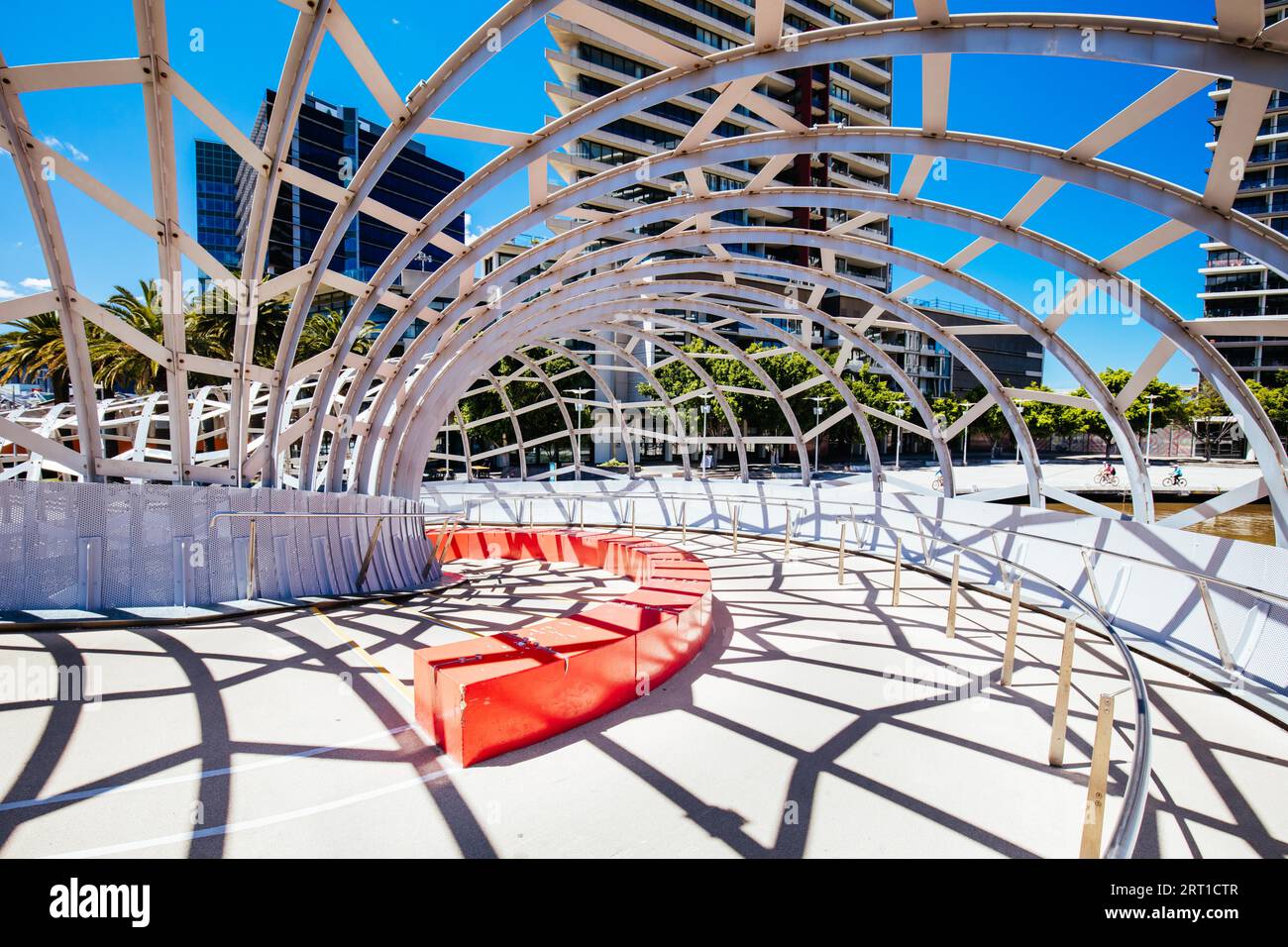 The iconic architecture of Webb Bridge on a warm spring morning in the ...