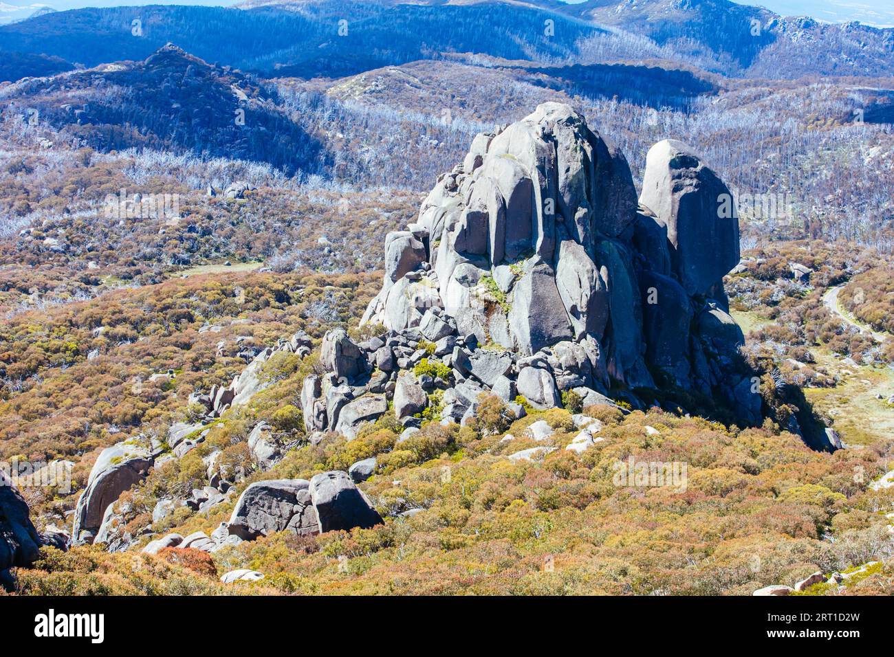 View of Cathedral Rock formation near The Hump at Mt Buffalo on a ...