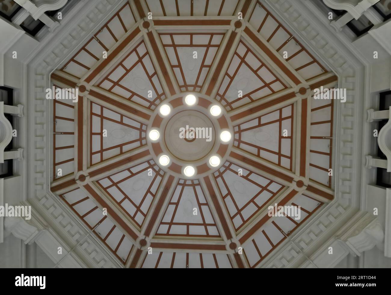 916 Interior octagonal plan, Flinders Street Railway Station central dome over the main ticket ...