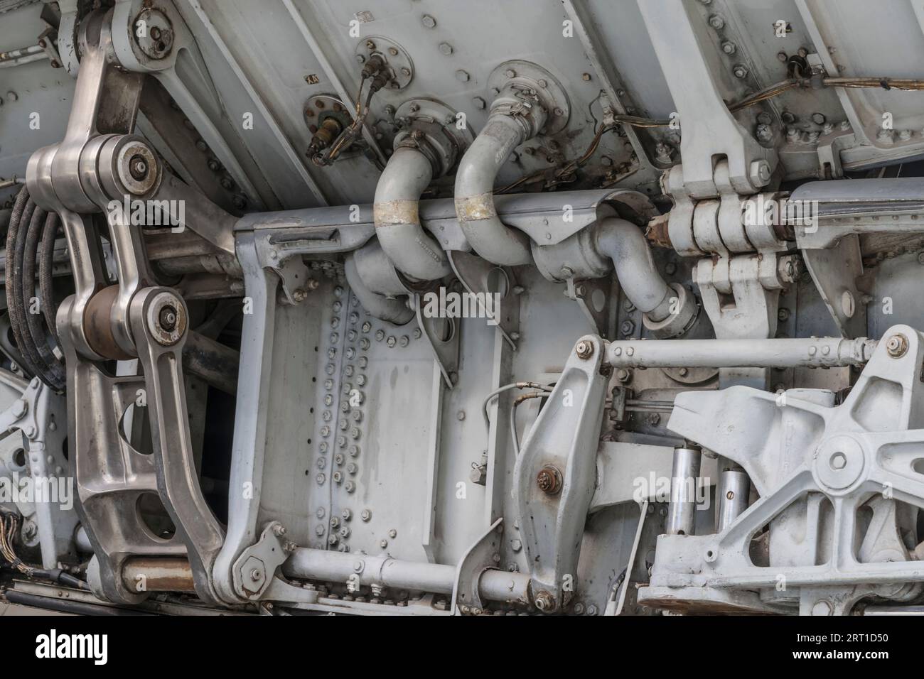 wing folding mechansim of an historic fighter plane Stock Photo - Alamy