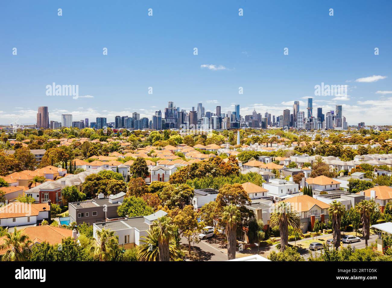A clear view of the Melbourne skyline from Port Melbourne and Port ...