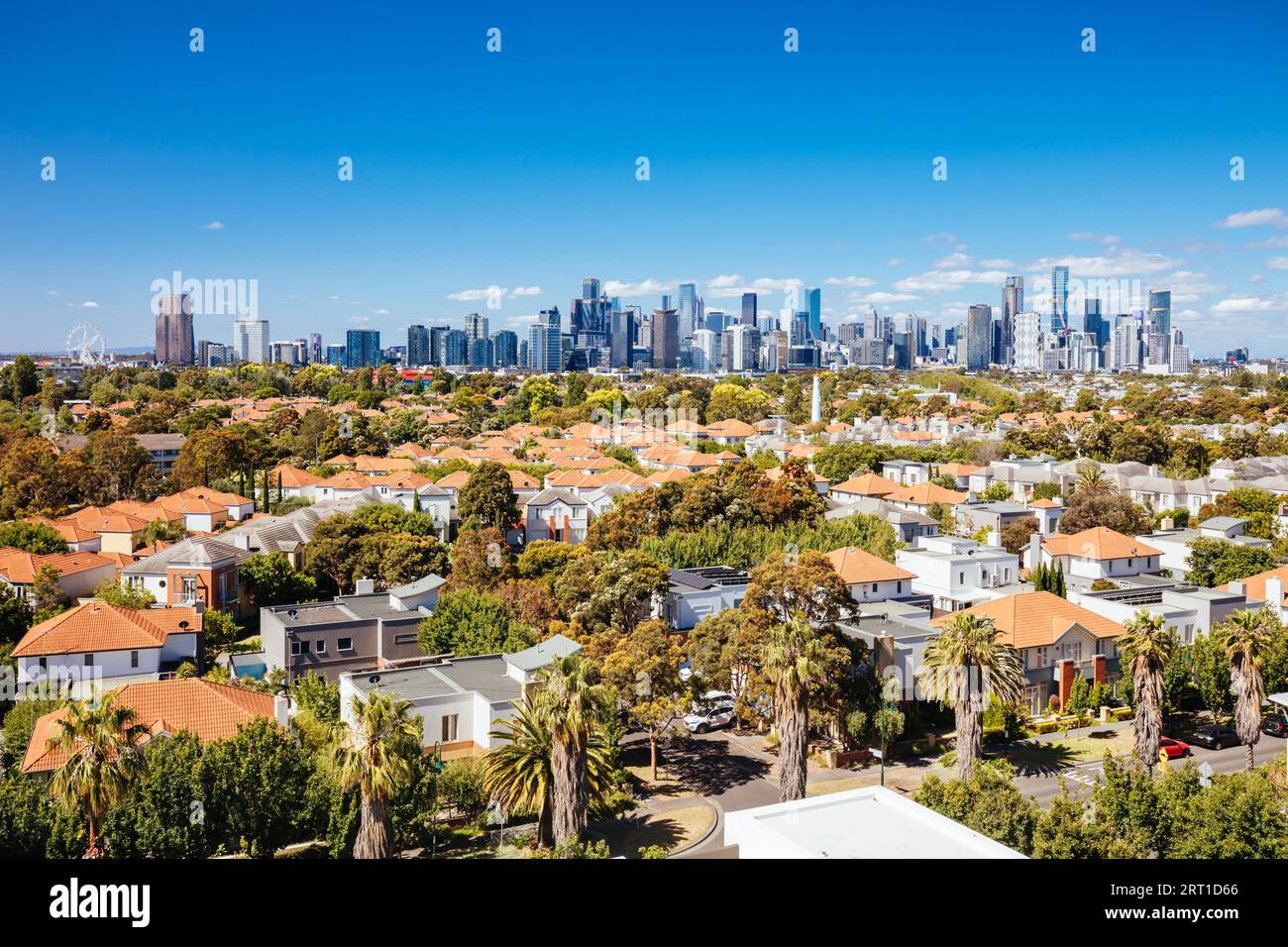 A clear view of the Melbourne skyline from Port Melbourne and Port ...