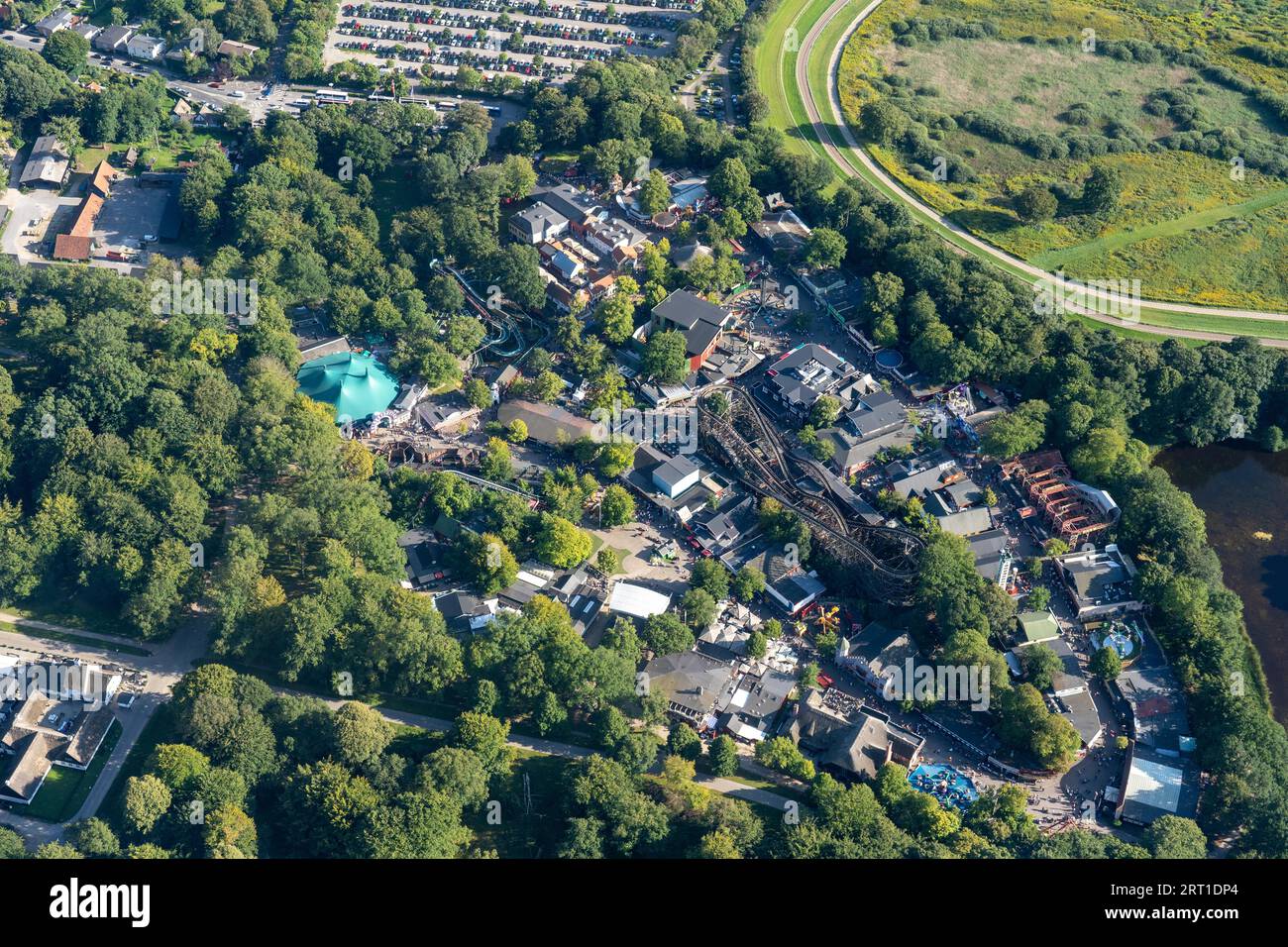 Copenhagen, Denmark, August 21, 2021: Aerial view of Bakken, the oldest ...