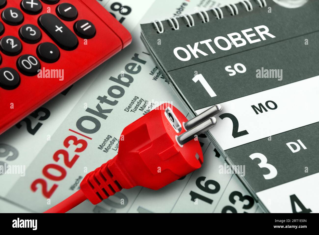 German calender October 1 2023 and calculator with plug Week Monday ...