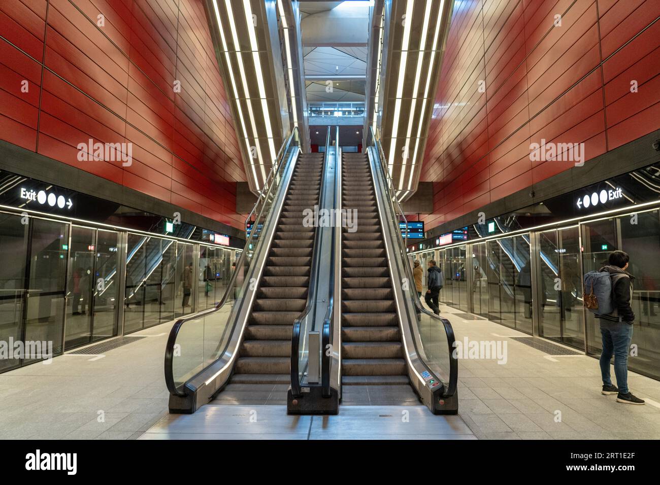 Copenhagen, Denmark, March 01, 2022: Interior view of the metro station ...