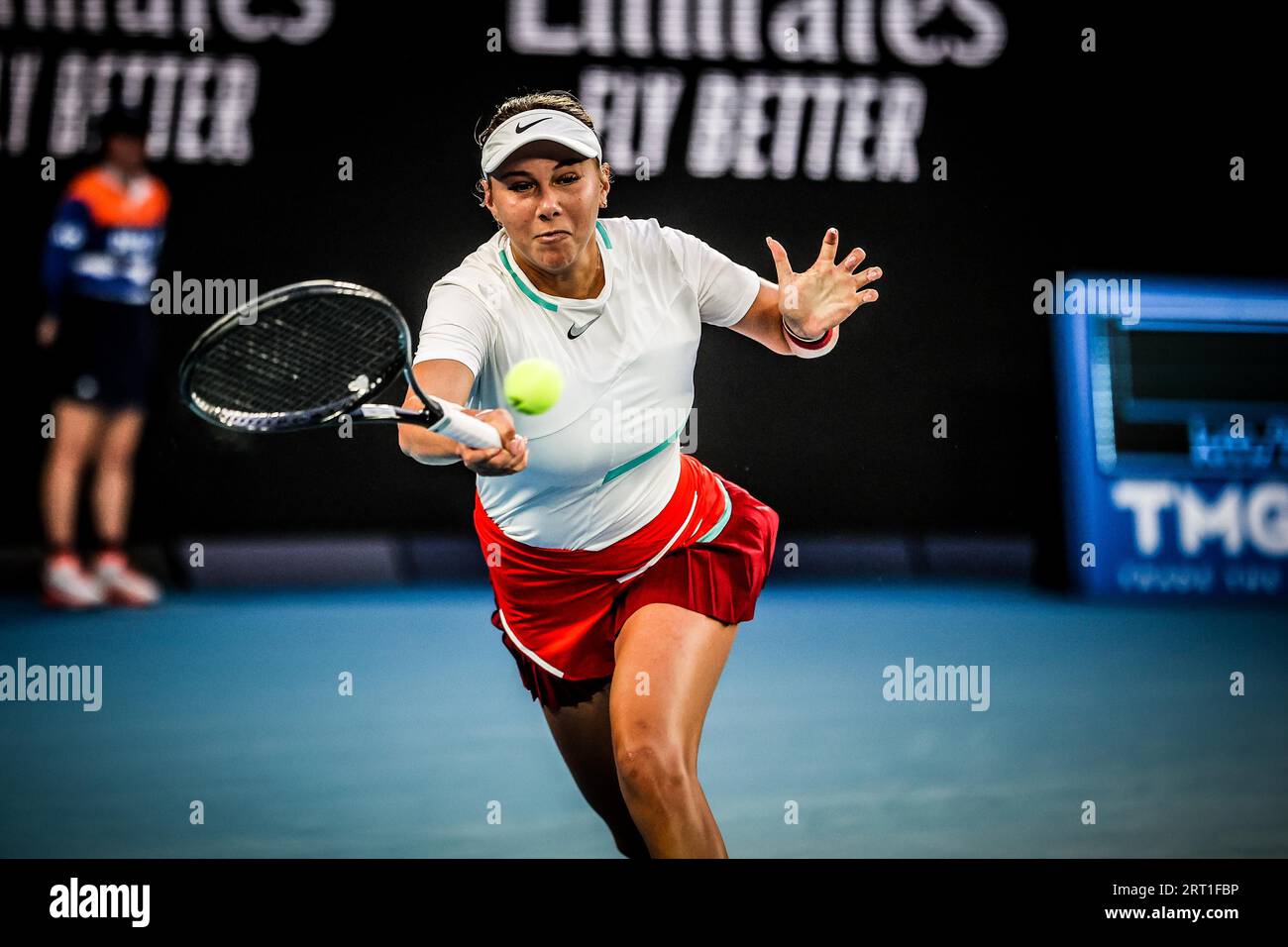MELBOURNE, AUSTRALIA, JANUARY 23: Amanda Anisimova of USA on her way to ...