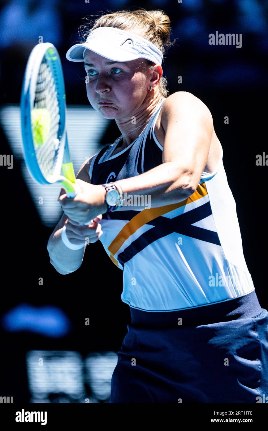 MELBOURNE, AUSTRALIA, JANUARY 25: Barbora Krejcikova of Czech Republic ...