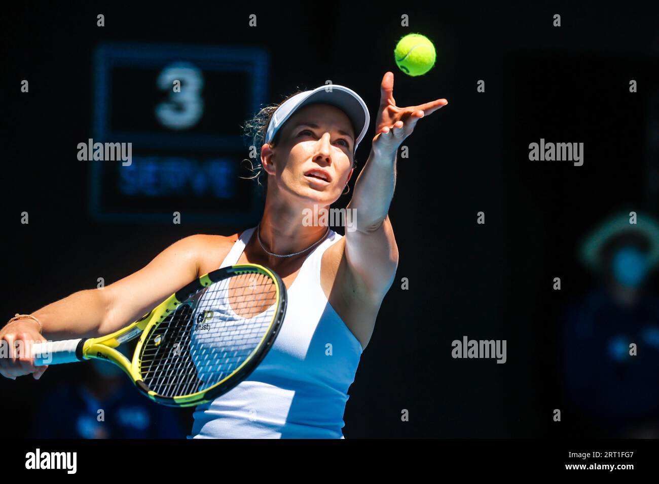 MELBOURNE, AUSTRALIA, JANUARY 24: Danielle Collins of USA on her way to ...