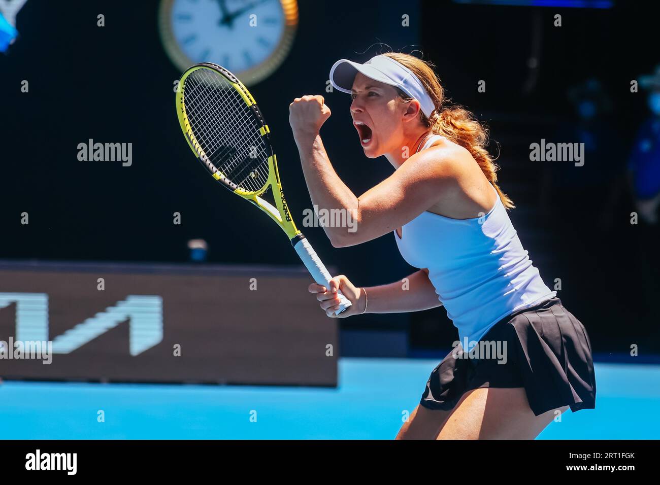MELBOURNE, AUSTRALIA, JANUARY 24: Danielle Collins of USA on her way to ...