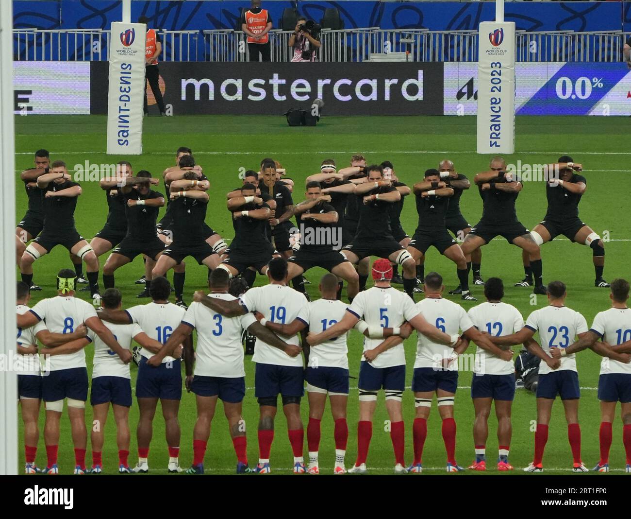 Presentation - Line up - haka during the World Cup 2023, Pool A rugby ...