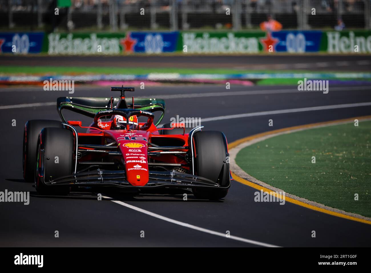 MELBOURNE, AUSTRALIA, APRIL 8: Charles Leclerc of Monaco drives the number 16 Ferrari F1-75 ...