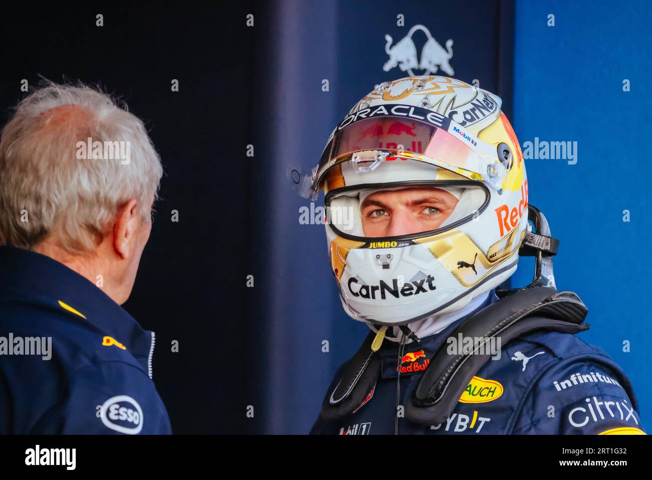 MELBOURNE, AUSTRALIA, APRIL 8: Helmut Marko and Max Verstappen of Red ...