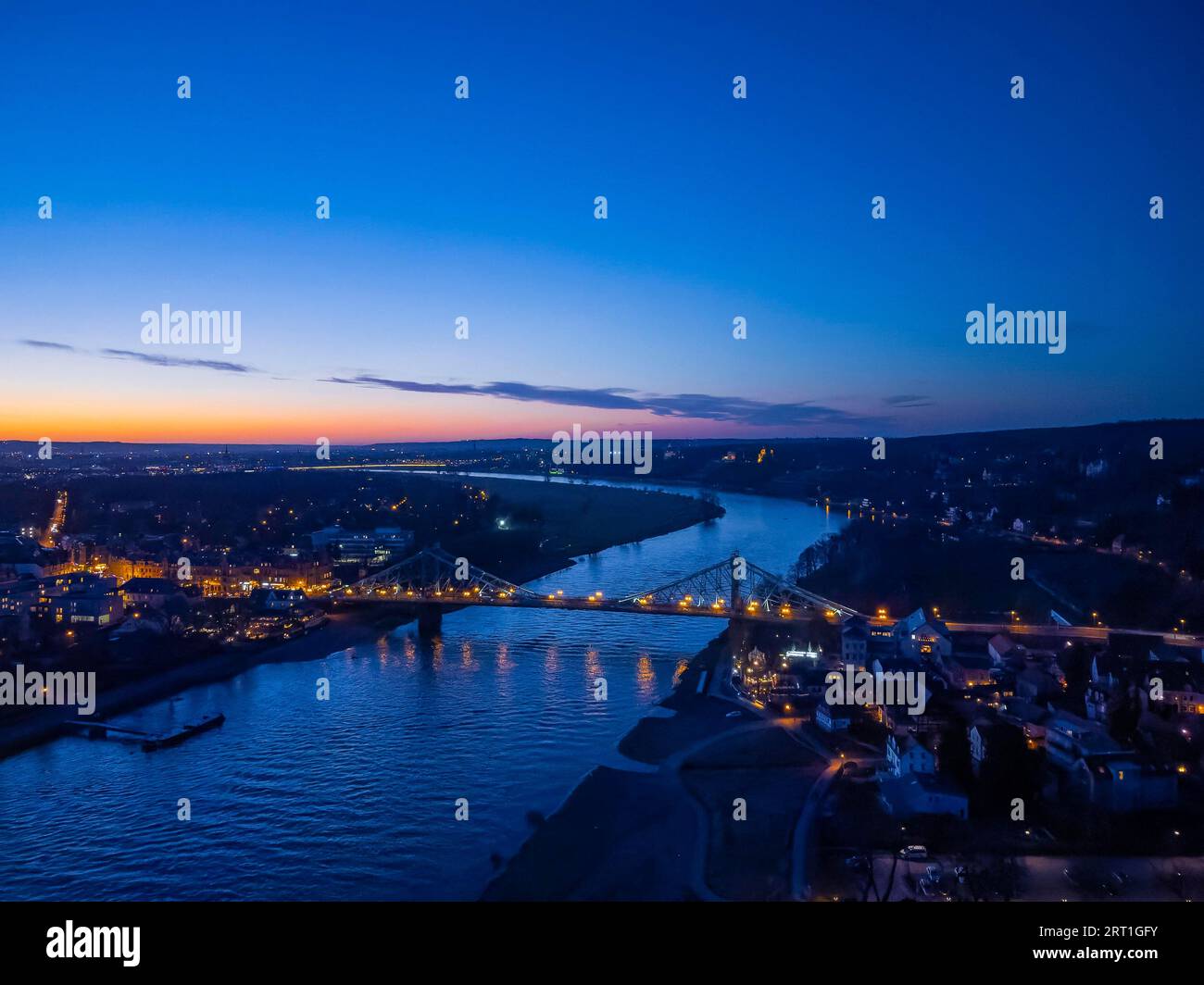Elbe Bridge Blue Wonder in the Evening Stock Photo - Alamy