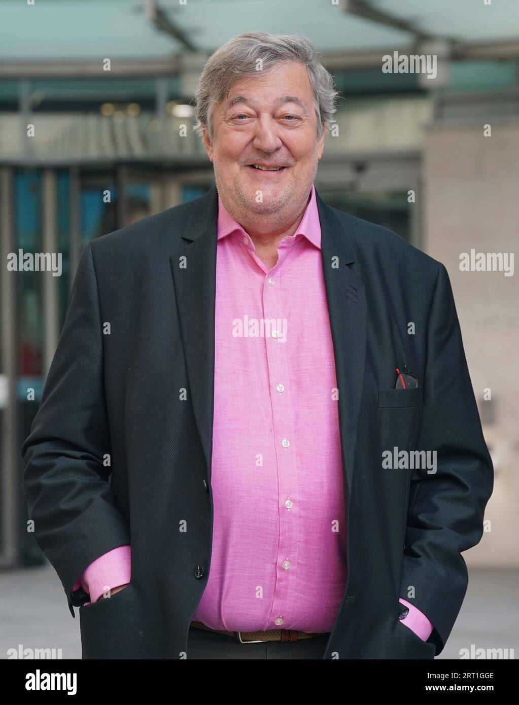 Comedian Stephen Fry leaves BBC Broadcasting House in London, after ...