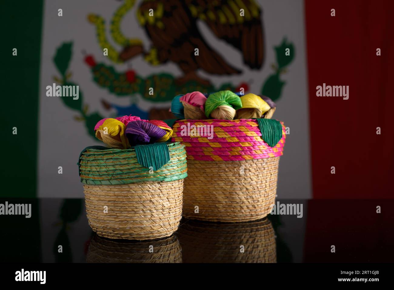 Small Mexican handmade baskets made with woven palm fiber. Handicrafts ...