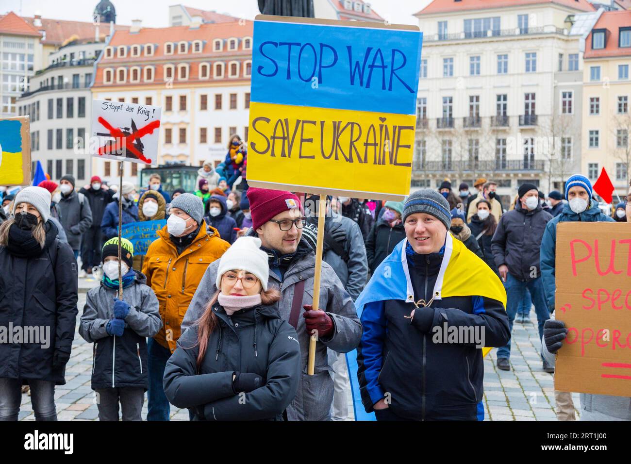 In Dresden, people gathered again on Neumarkt in front of the Church of ...