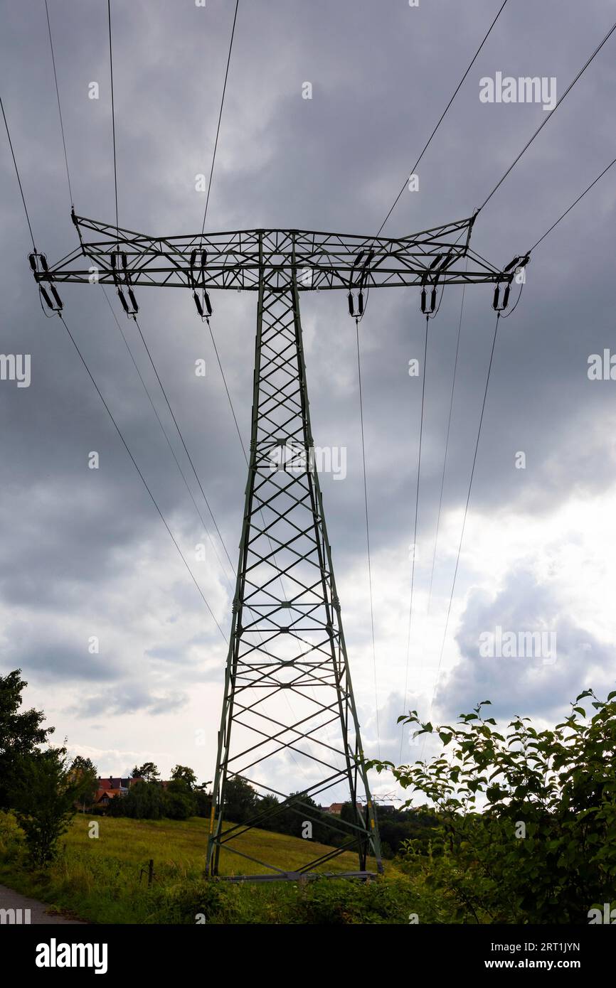 Overhead lines in Coschuetz Stock Photo - Alamy