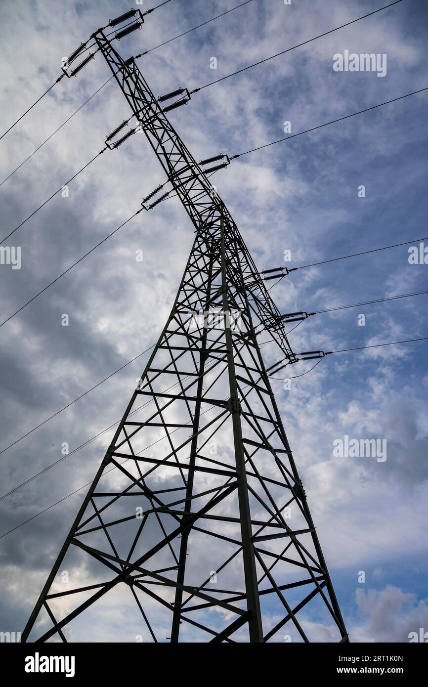 Overhead lines in Coschuetz Stock Photo - Alamy