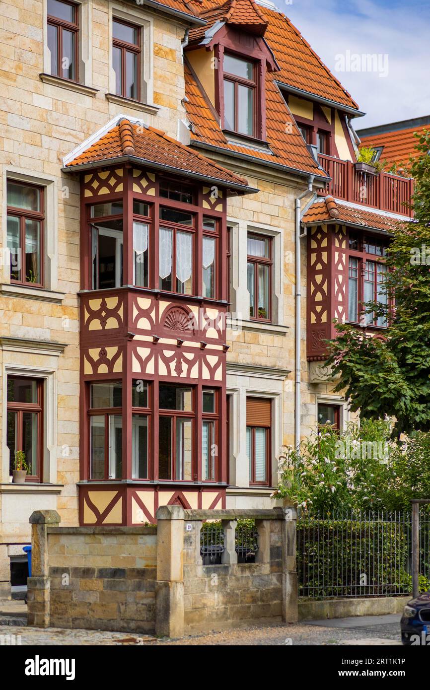 Wilhelminian style facades of city villas in Dresden Gruna Stock Photo ...